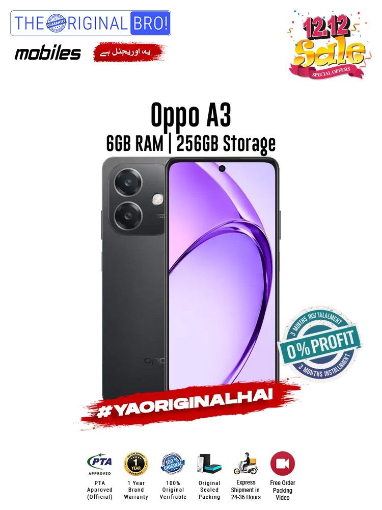 Oppo A3 | 6GB RAM - 256GB Storage | PTA Approved | 12 Months Warranty ...