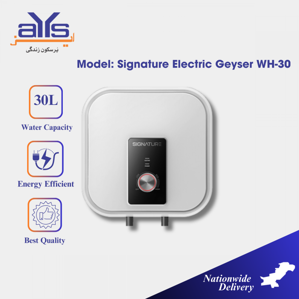 Signature Electric Geyser WH-30 - 30L Capacity, Adroit Series with ...
