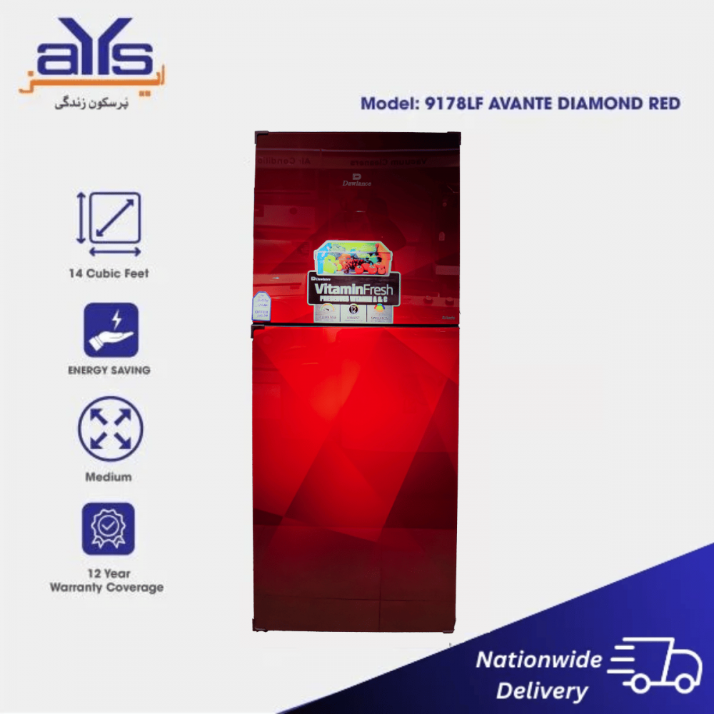 Dawlance 9178LF 14 Cubic Feet Refrigerator Avante Diamond Red